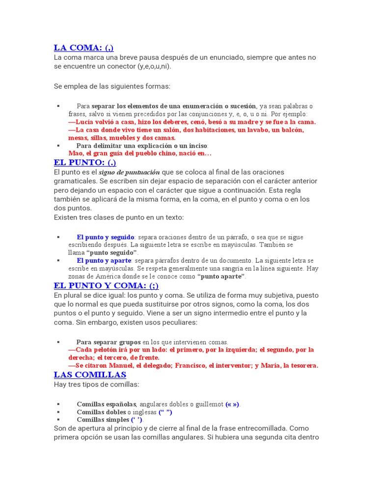 Punto y Coma | Descargar gratis PDF | Coma | Comillas