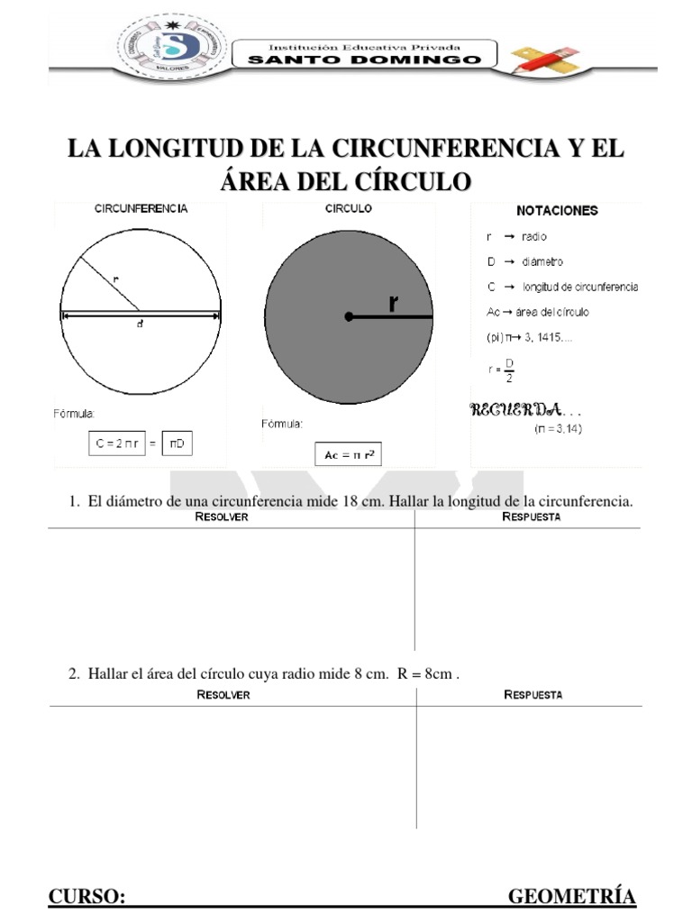 Circunferencia y Circulo Tarea 1 (P.S.D) | PDF