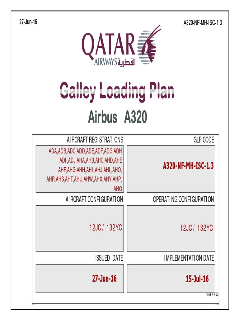 Qatar Airways A320 Aircraft Interior Service Configuration Document ...