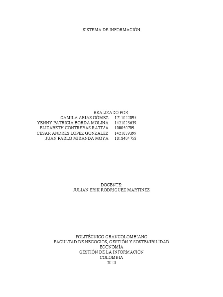 Entrega Gestión de La Información | PDF | Bases de datos | Sistema de ...