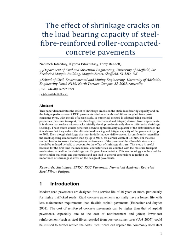 Impact of Shrinkage Cracks on SFRC Pavements | PDF | Creep (Deformation ...