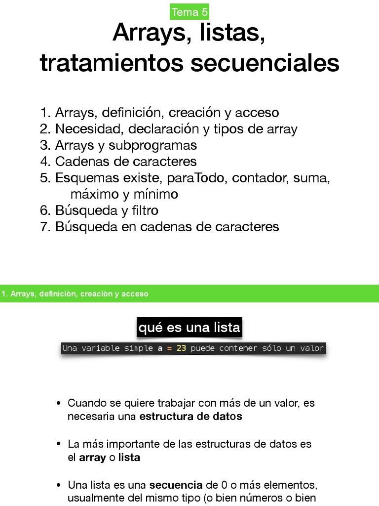 Listas y arrays: introducción a las estructuras de datos secuenciales | PDF | Estructura de ...