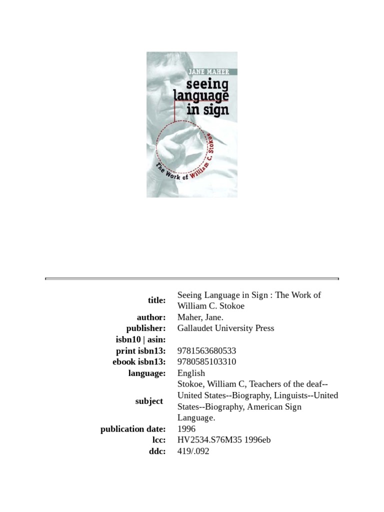 Seeing Language in Sign - The Work of William C. Stokoe (PDFDrive) PDF ...