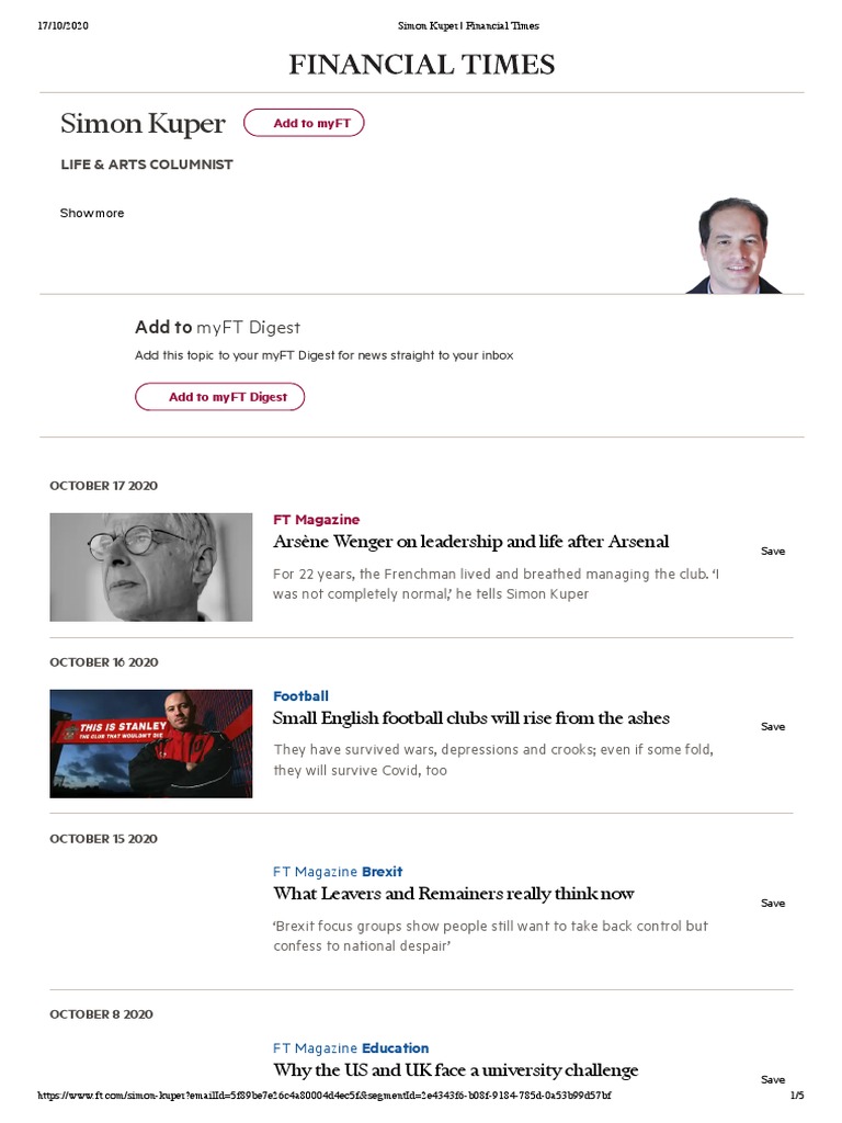 Simon Kuper - Financial Times | PDF | Financial Times