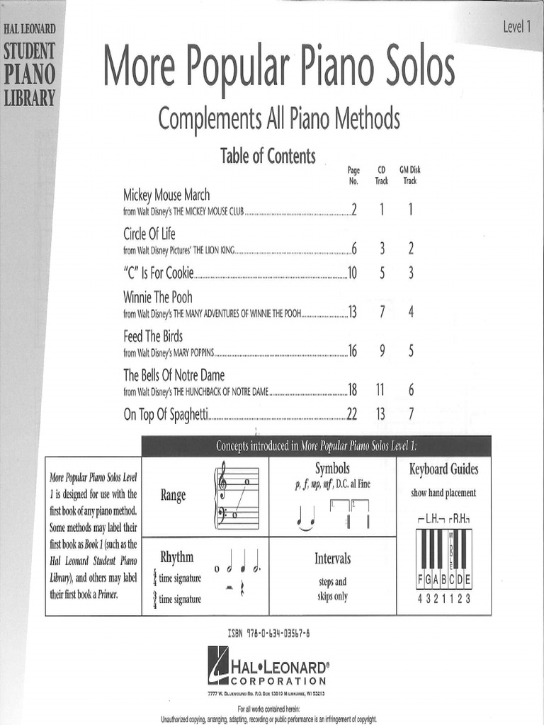 Level 1 - More Popular Piano Solos PDF | PDF