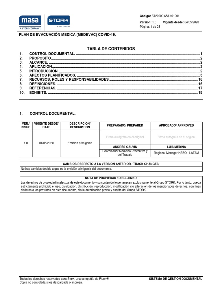 Plan de Evacuación Medevac-Covid-19 PDF | PDF | Bienestar | Medicina