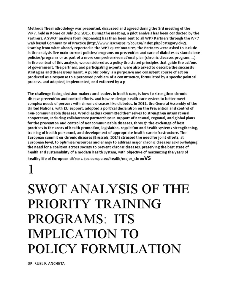 1 Swot Analysis of The Priority Training Programs: Its Implication To ...