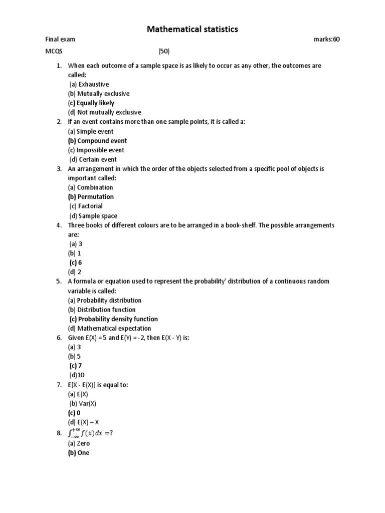 Mathematical Statistics MTH-656 | PDF | Probability Distribution | Variance
