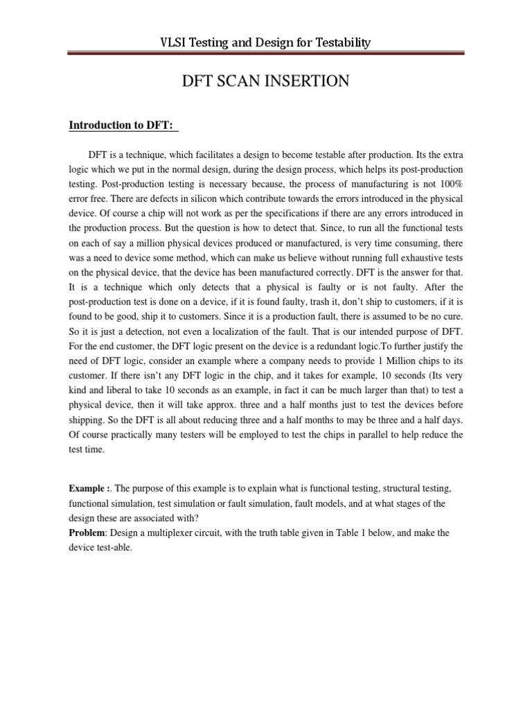 DFT Scan Insertion: VLSI Testing and Design For Testability | PDF ...