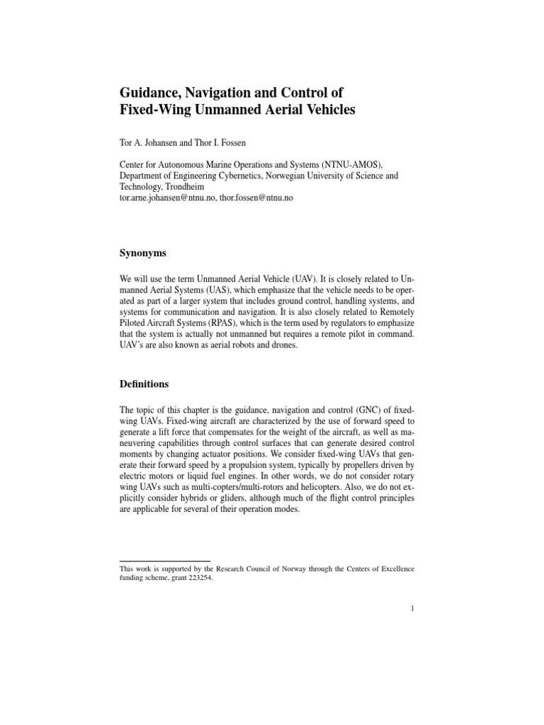 Guidance, Navigation and Control of Fixed-Wing Unmanned Aerial Vehicles ...