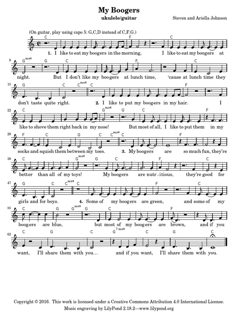 My Boogers: Ukulele/guitar | PDF | Property Law | Social Information ...