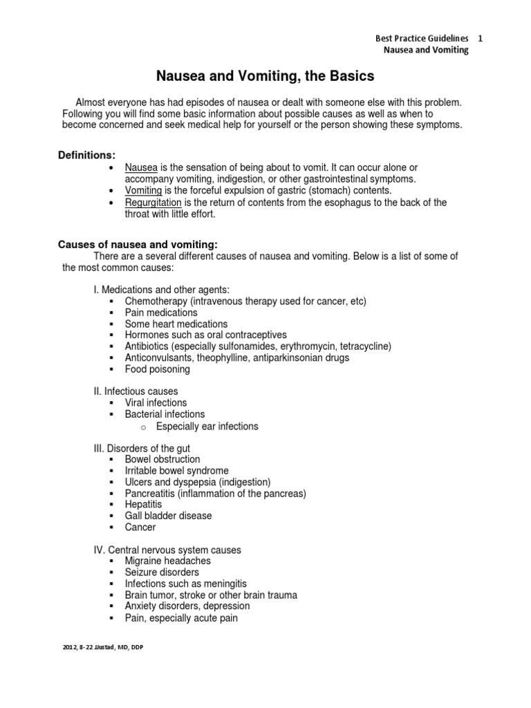 Nausea and Vomiting, The Basics: Definitions | PDF | Nausea | Vomiting