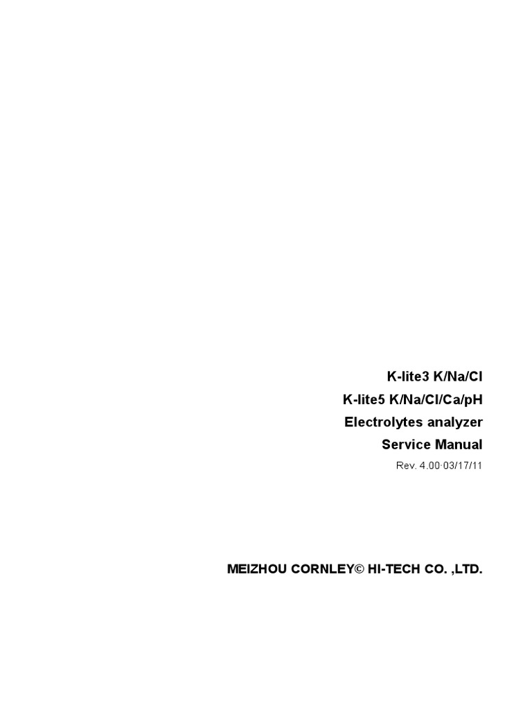 K-Lite 3 & 5 Service Manual | PDF | Sterilization (Microbiology) | Chloride