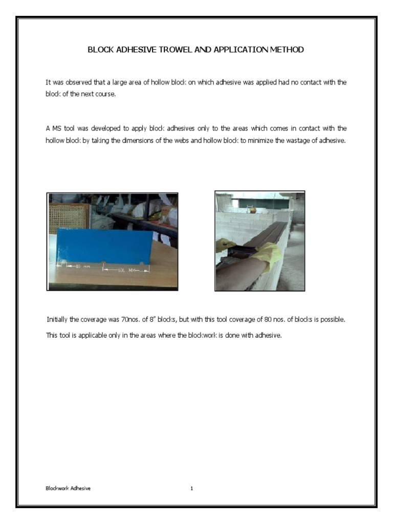 Block Adhesive Trowel and Application Method | PDF | Masonry | Civil ...