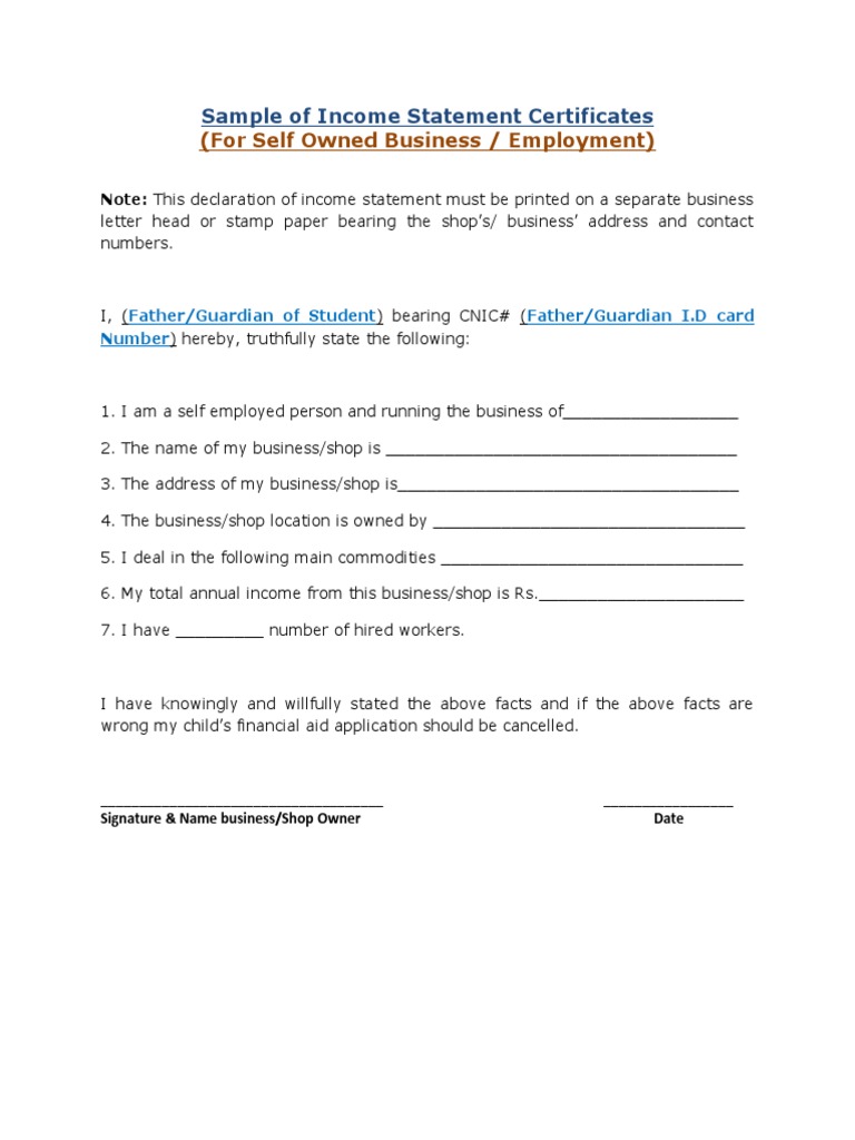 Sample of Income Statement Certificates | PDF | Economies | Agriculture