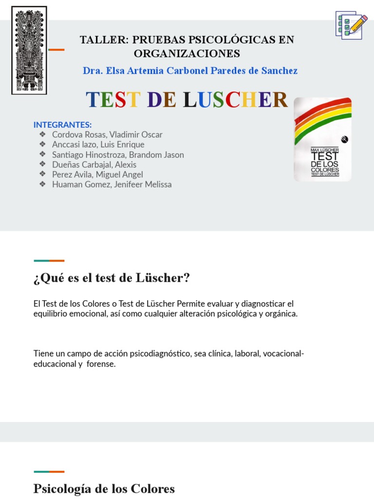 Test de Luscher - Final | PDF | Color | Rojo