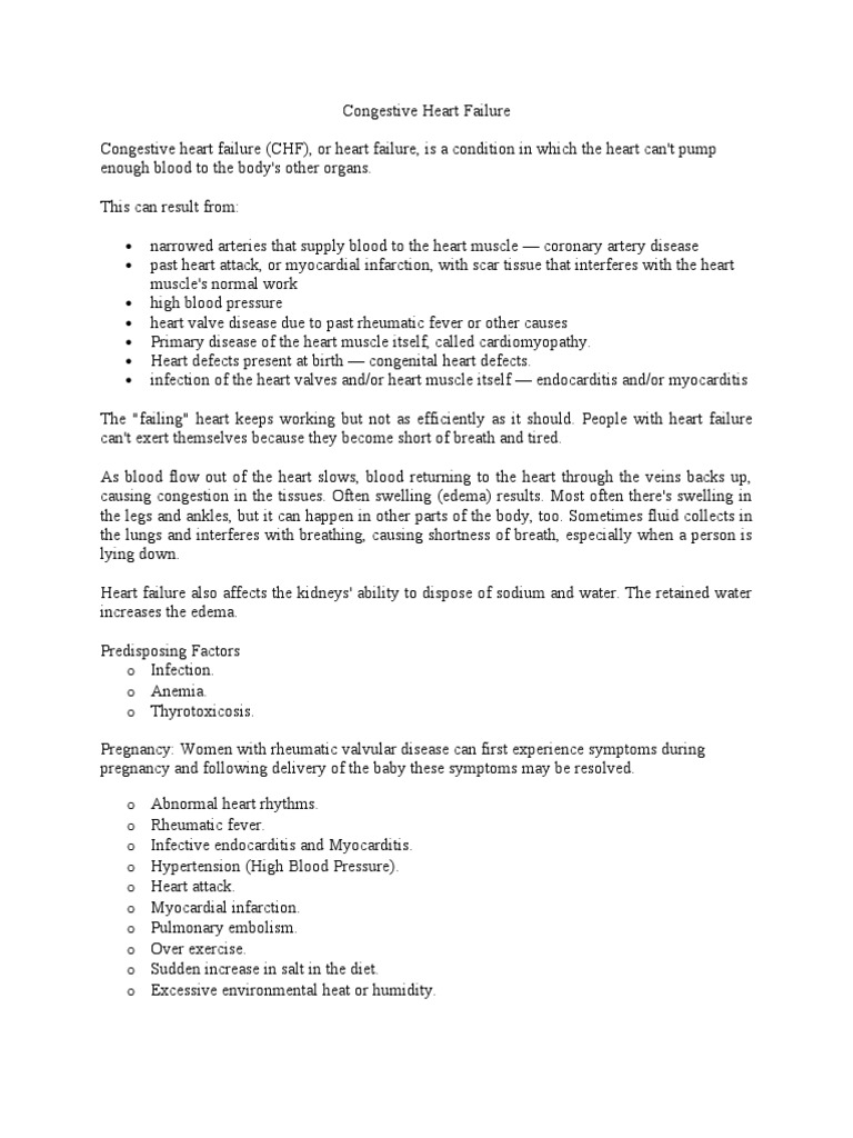 Case Study Congestive Heart Failure | PDF | Ventricle (Heart) | Heart