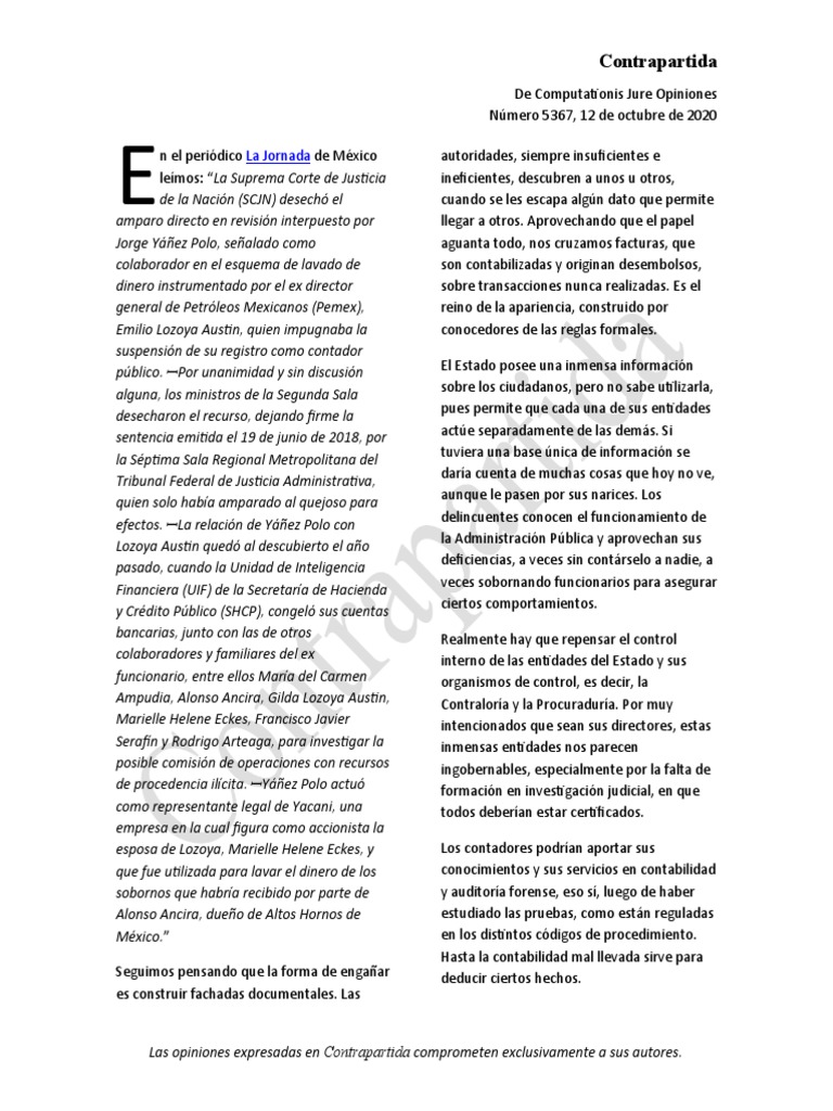 Contrapartida 5367 | PDF | México | Contabilidad y Auditoria