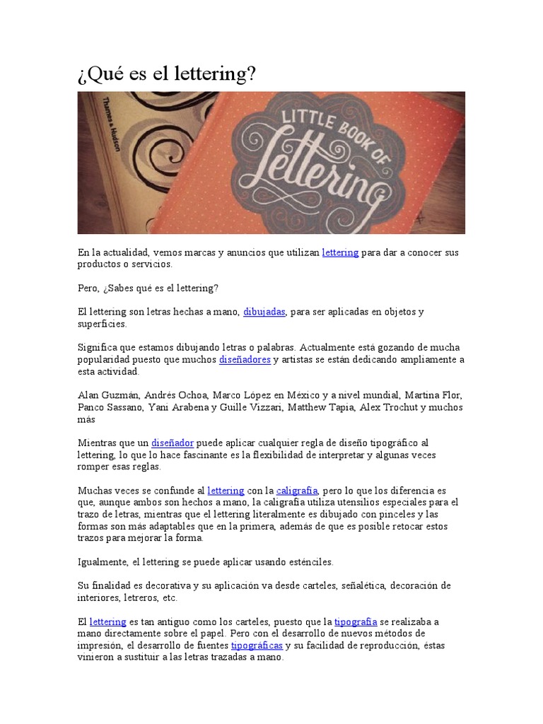 Qué Es El Lettering | PDF | Tipografía | Tinta