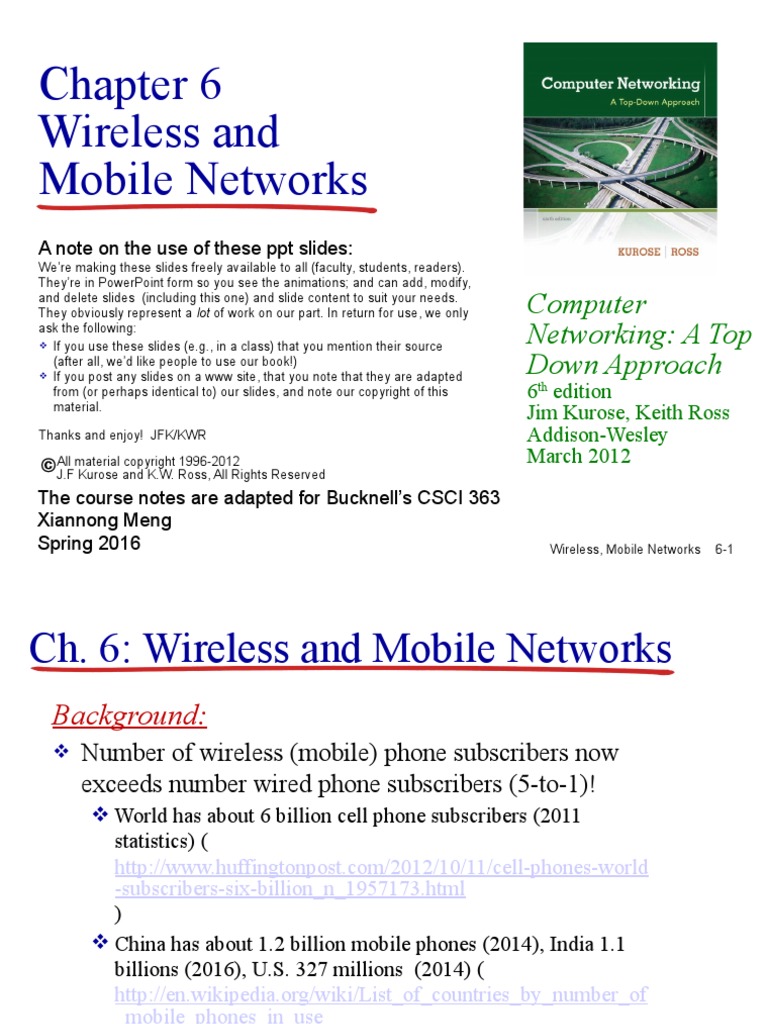 Wireless and Mobile Networks: Computer Networking: A Top Down Approach ...