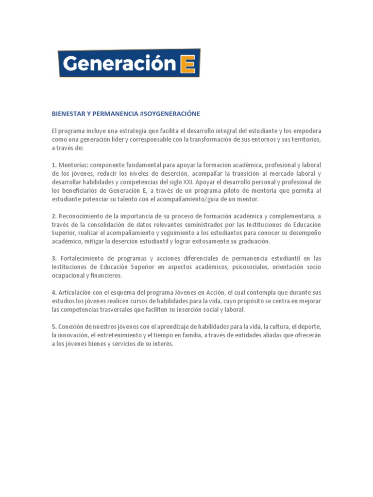 Bienestar Permanencia PDF | PDF | Crecimiento personal y profesional ...