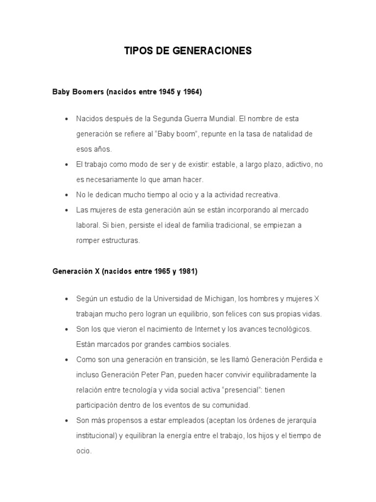 Tipos de Generaciones | PDF | Millennials | Internet