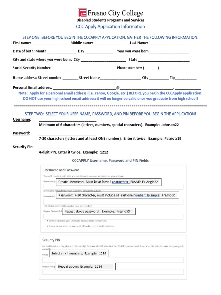 CCC Apply Application Information Sheet Fillable Pdffall 2020 | PDF ...