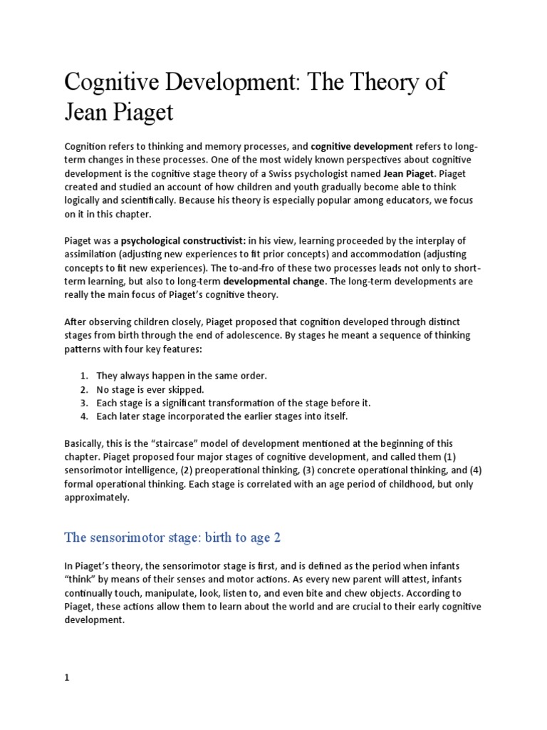 Cognitive Development: The Theory of Jean Piaget: The Sensorimotor ...