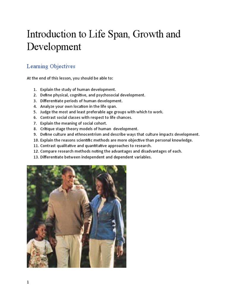 Introduction To Life Span, Growth and Development: Learning Objectives ...