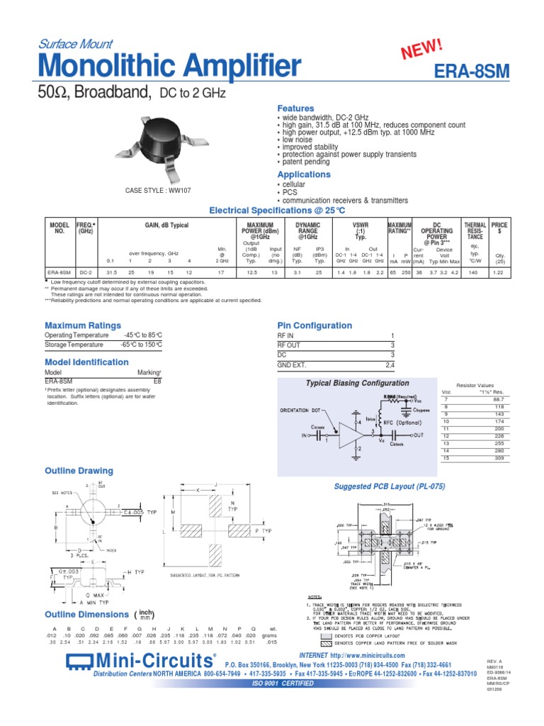 Monolithic Amplifier: 50, Broadband | PDF | Amplifier | Electronic Engineering