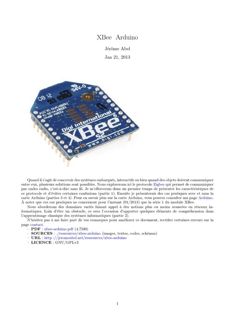 Xbee Arduino | PDF | Débit binaire | Modèle OSI