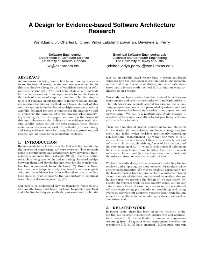 Evidence-based design for software architecture research | PDF ...
