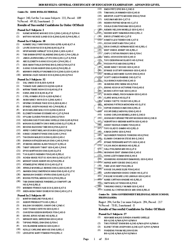 2020-GCE-A Level Results PDF | PDF | Student Assessment And Evaluation ...