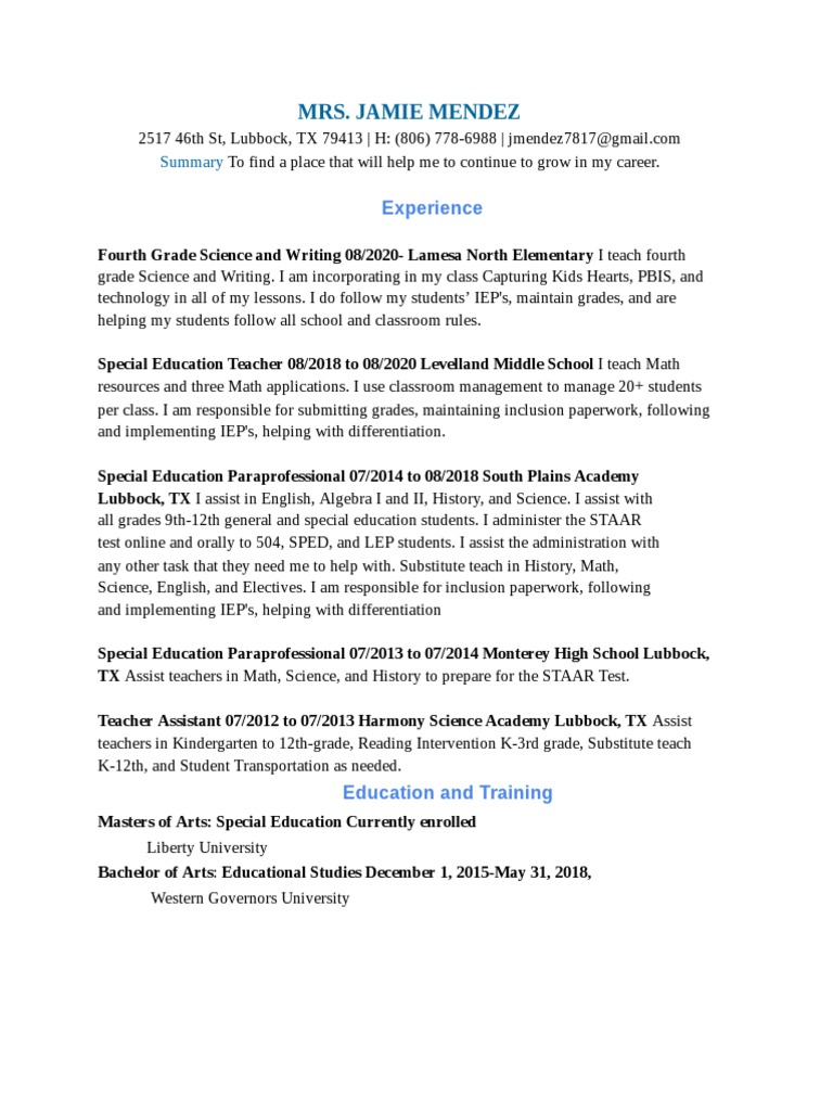 Jamie Mendez Resume | PDF
