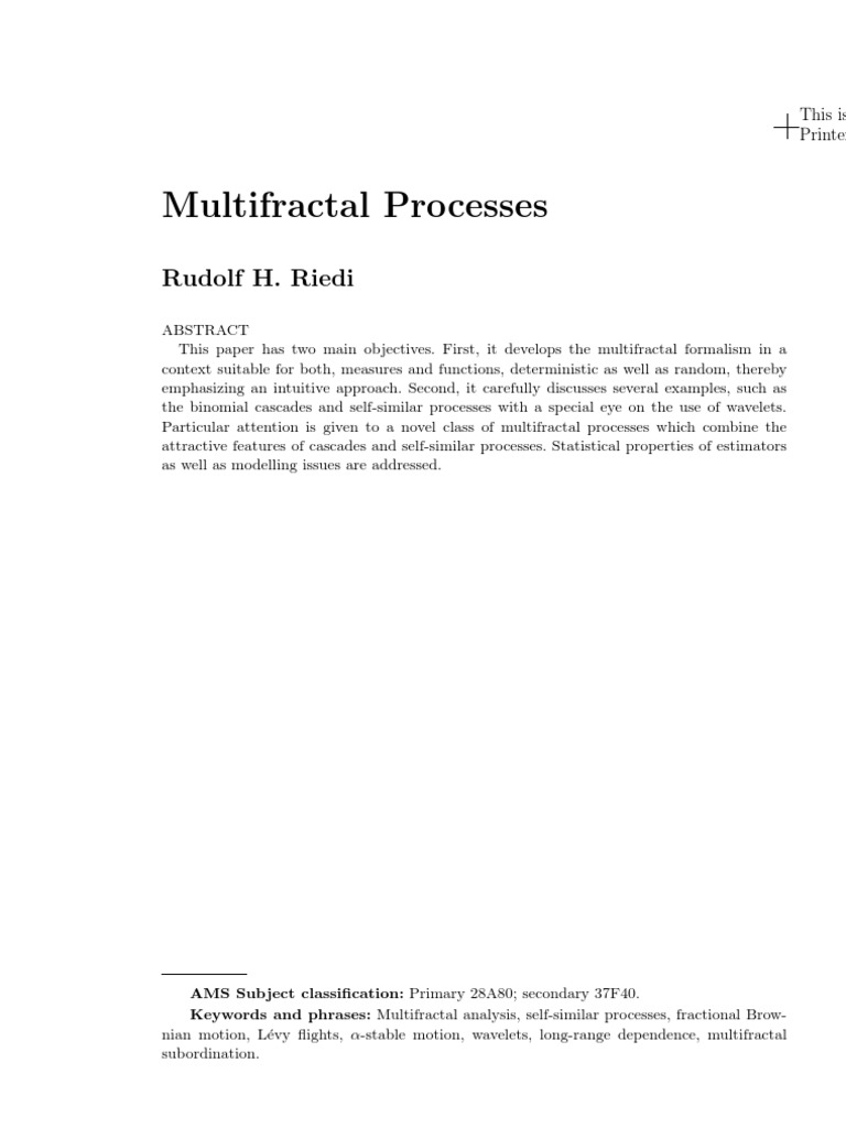 Multifractal Process | PDF | Stochastic Process | Variance