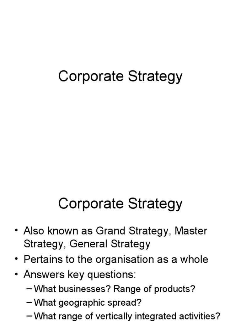 Corporate Strategy | PDF | Strategic Management | Joint Venture