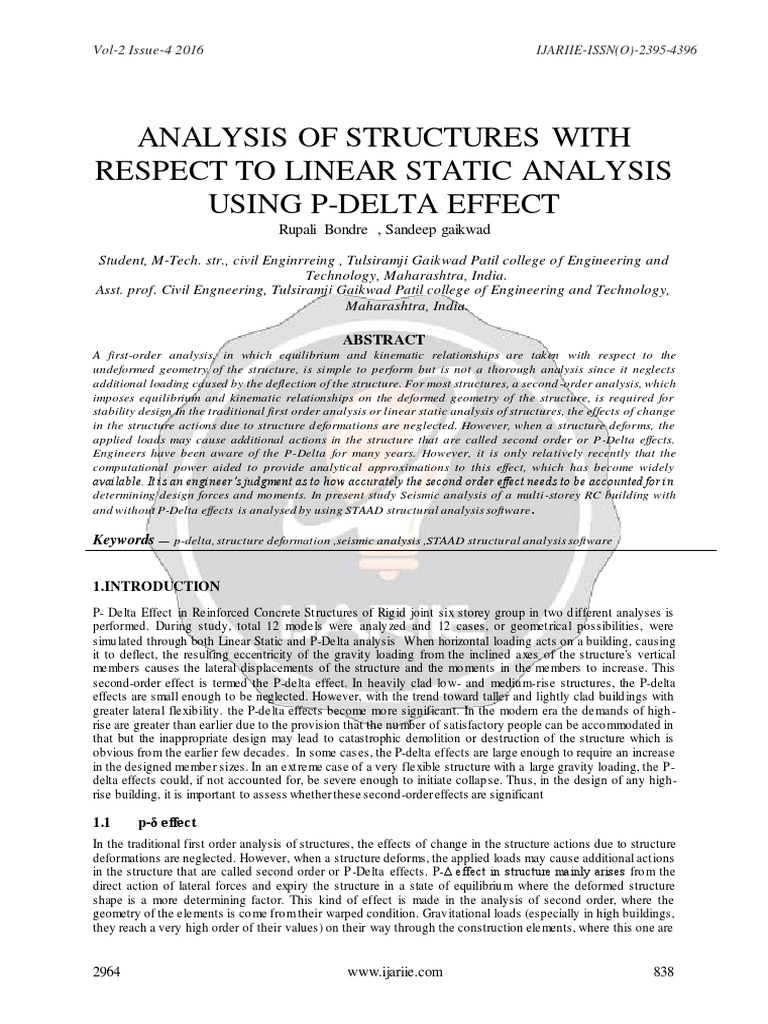 Analysis of Structures With Respect To Linear Statics Analysis Using P ...