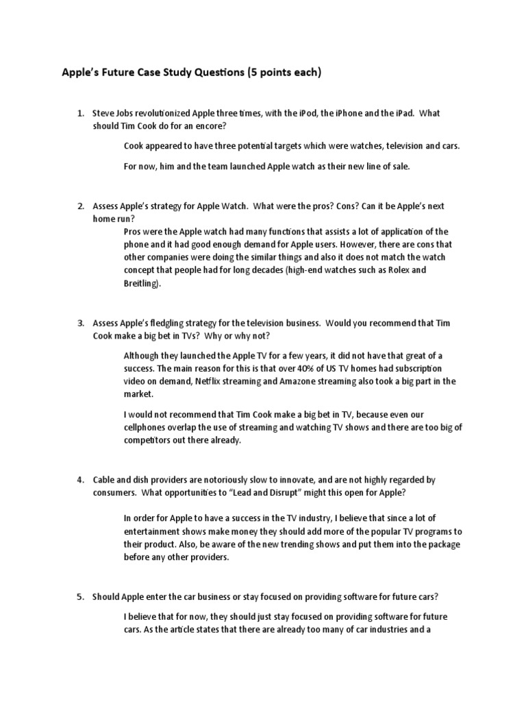 Assessing Apple's Future Strategies and Recommendations for Tim Cook ...
