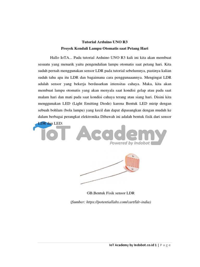 Tutorial Arduino UNO R3 Proyek Kendali Lampu Otomatis Saat Petang Hari ...