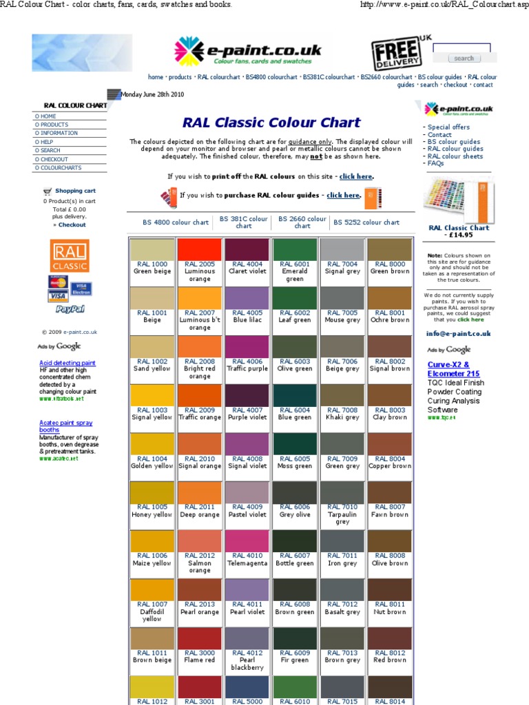RAL Colour Chart - color ch. | Blue | Green