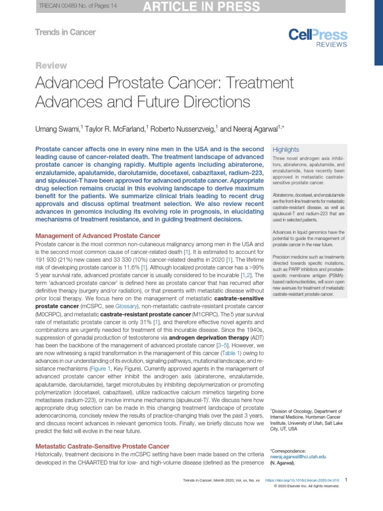 Advanced Prostate Cancer: Treatment Advances and Future Directions ...