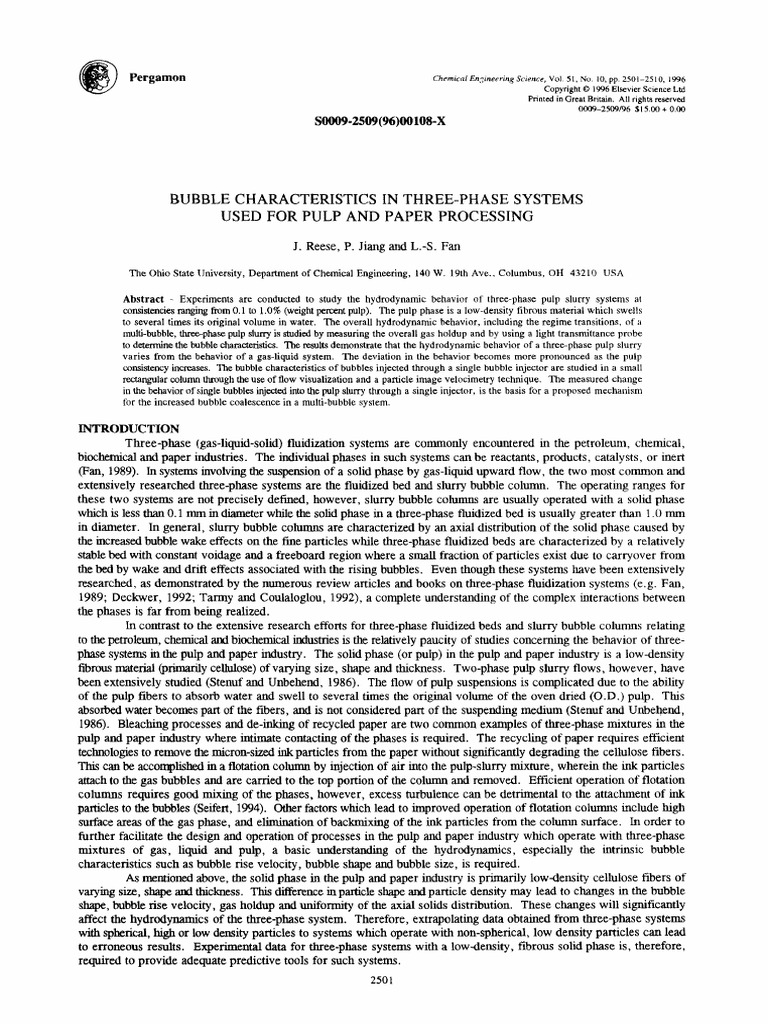 Bubble Characteristics in Three-Phase Systems Used For Pulp and Paper ...