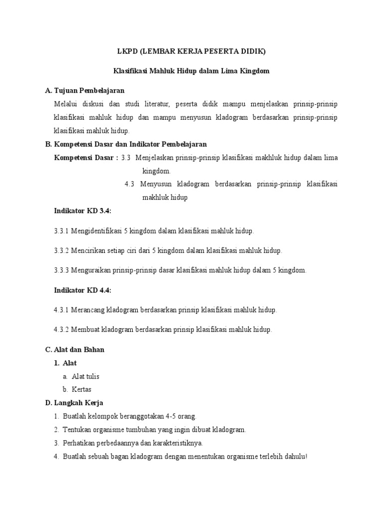 Menyusun Kladogram Klasifikasi Makhluk Hidup | PDF | Sains & Matematika