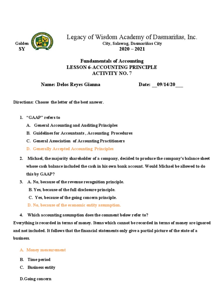 Activity 7 - Accounting Principles | PDF