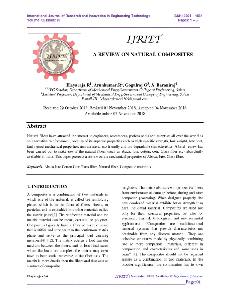 A Review On Natural Composites PDF | PDF | Composite Material | Fibers