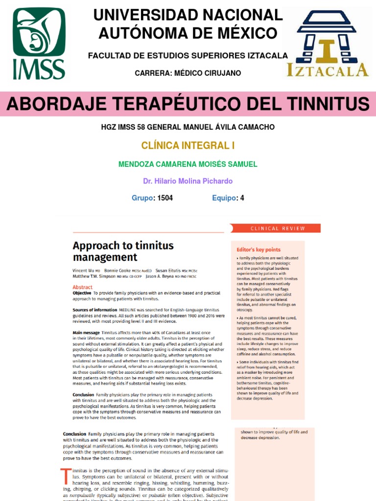 Tinnitus PDF | PDF | Tinnitus | Medicina CLINICA