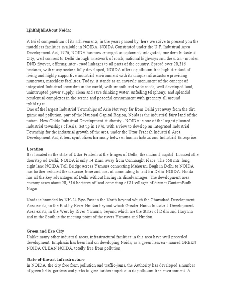 Overview of Noida: History and Features | PDF | Delhi | Business