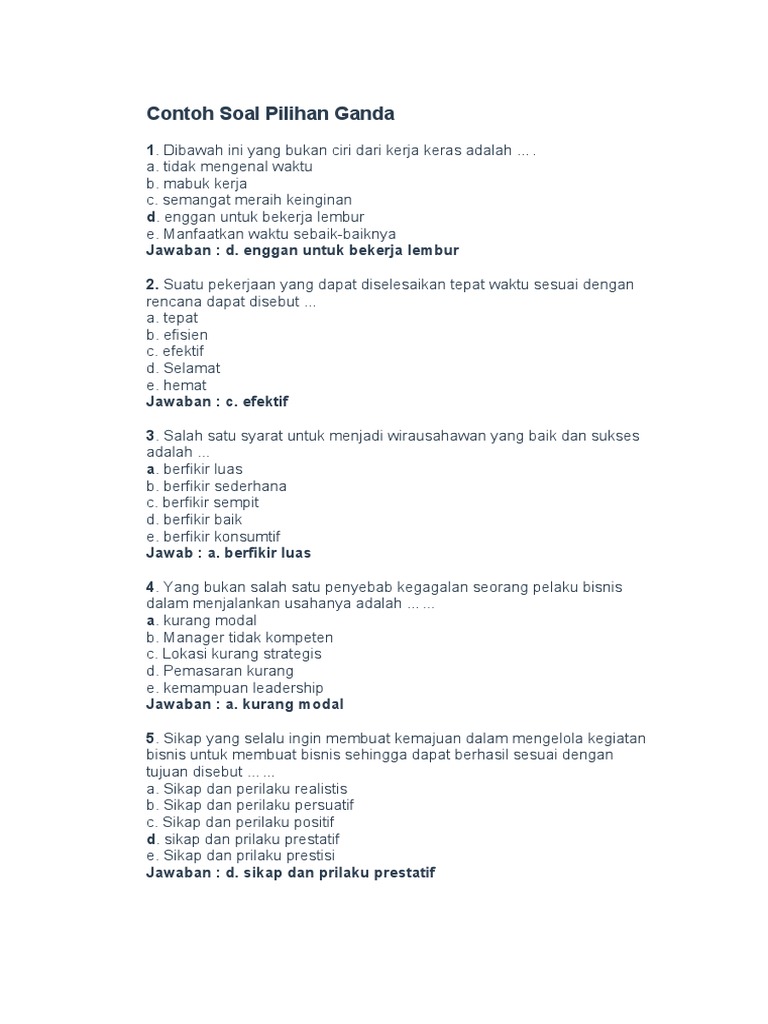 Contoh Soal Pilihan Ganda | PDF