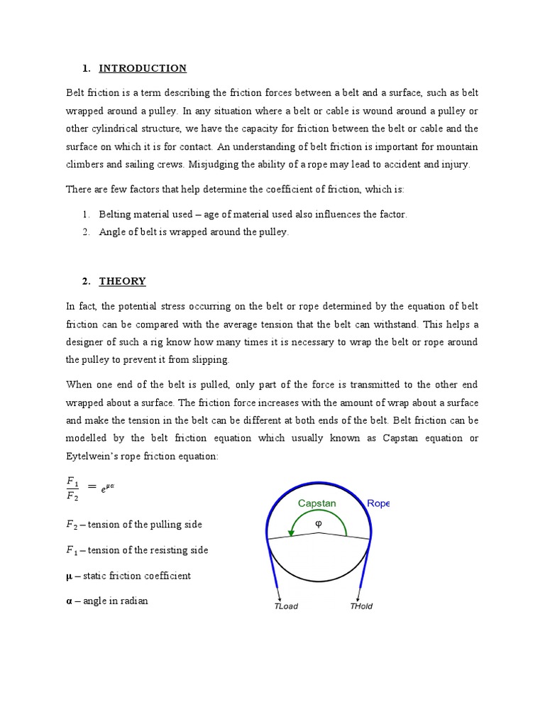Belt Friction Experiment | PDF | Belt (Mechanical) | Friction