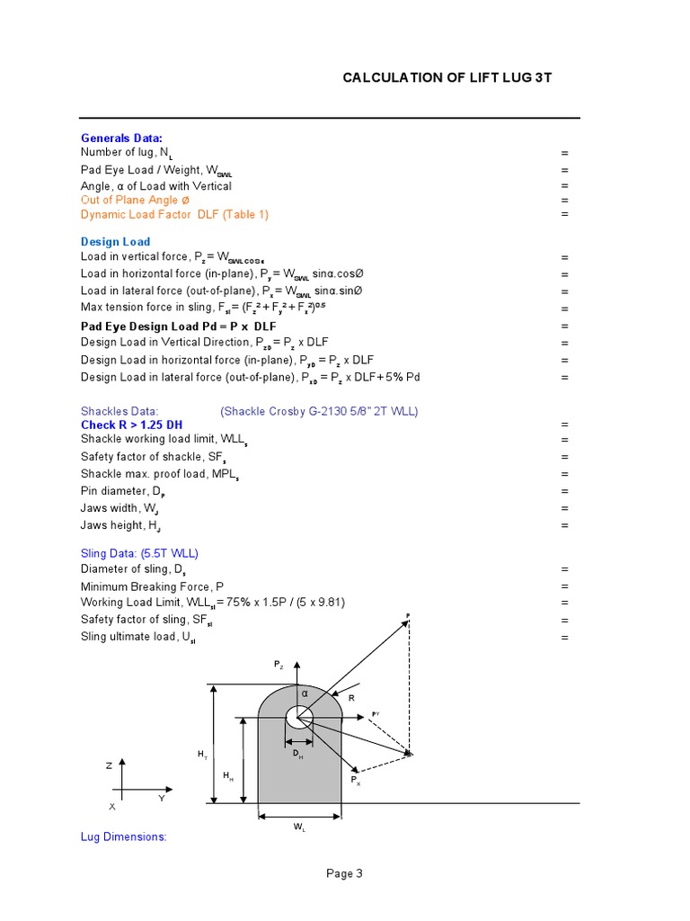 Engineering Lift Lug Analysis | PDF | Stress (Mechanics) | Physics